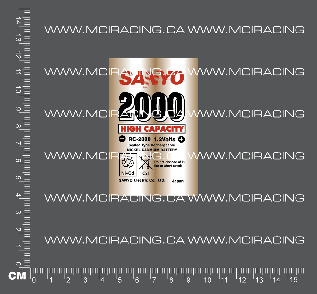 1/10TH BATTERY RC SUB C CELL - SANYO 2000 - TAN AND WHITE – Mciracing.ca
