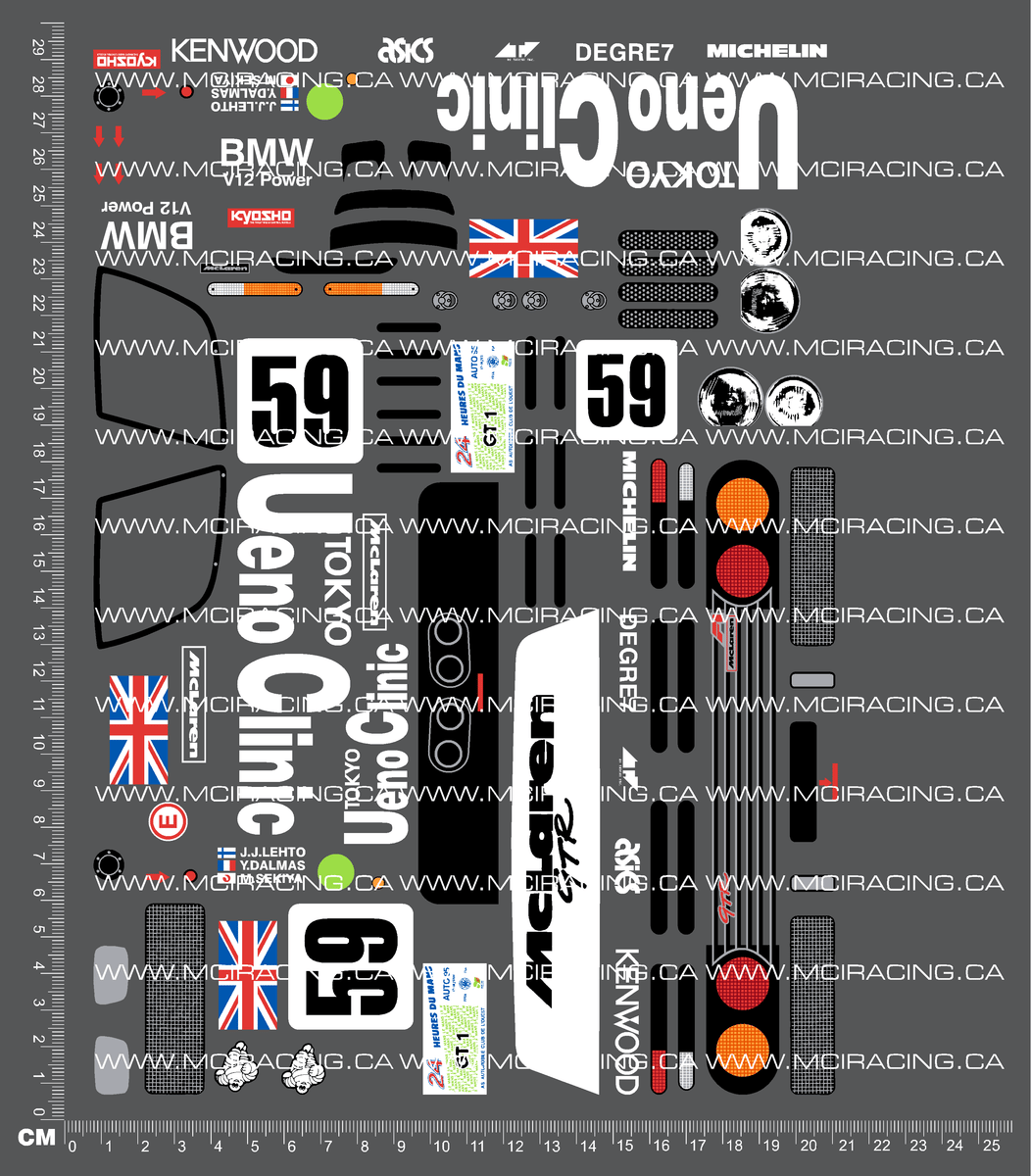 1/10TH KYO - MCLAREN F1 GTR UENO CLINIC 39534-1 DECALS – Mciracing.ca