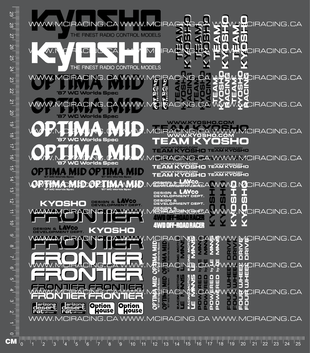 1/10TH KYO - OPTIMA 87 WC DECALS - SHEET 2 – Mciracing.ca