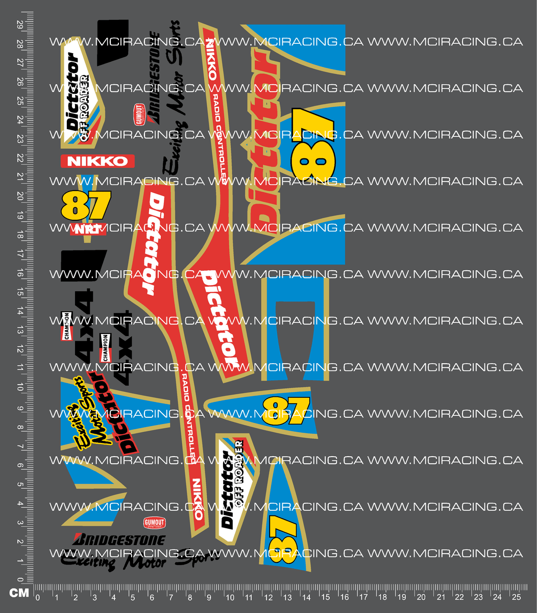1/10TH NIKKO DICTATOR DECALS – Mciracing.ca