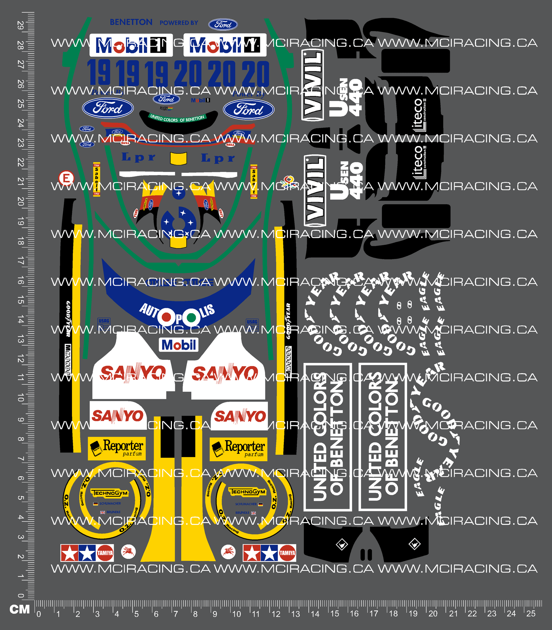 1/10TH TAM 58118 - BENETTON B192 - DECALS – Mciracing.ca