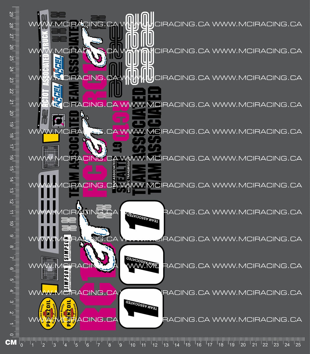 1/10TH ASSOCIAT - R10 GT - BOX ART DECALS – Mciracing.ca