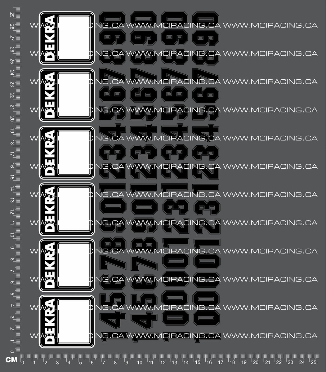 1/10TH DEKRA NUMBER DECALS – Mciracing.ca