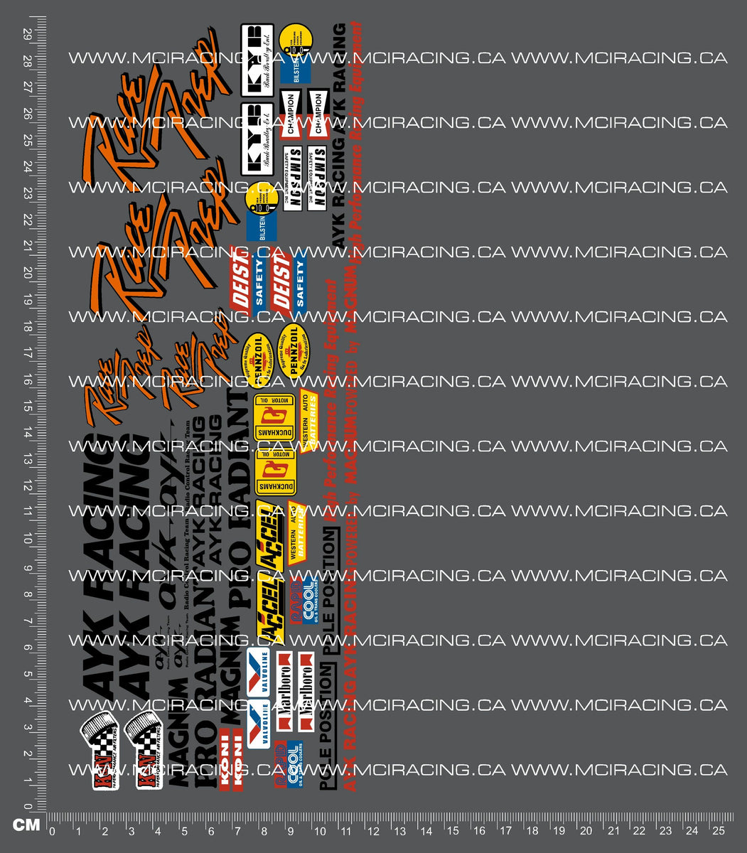 1/10TH AYK - PRO RADIANT DECALS – Mciracing.ca