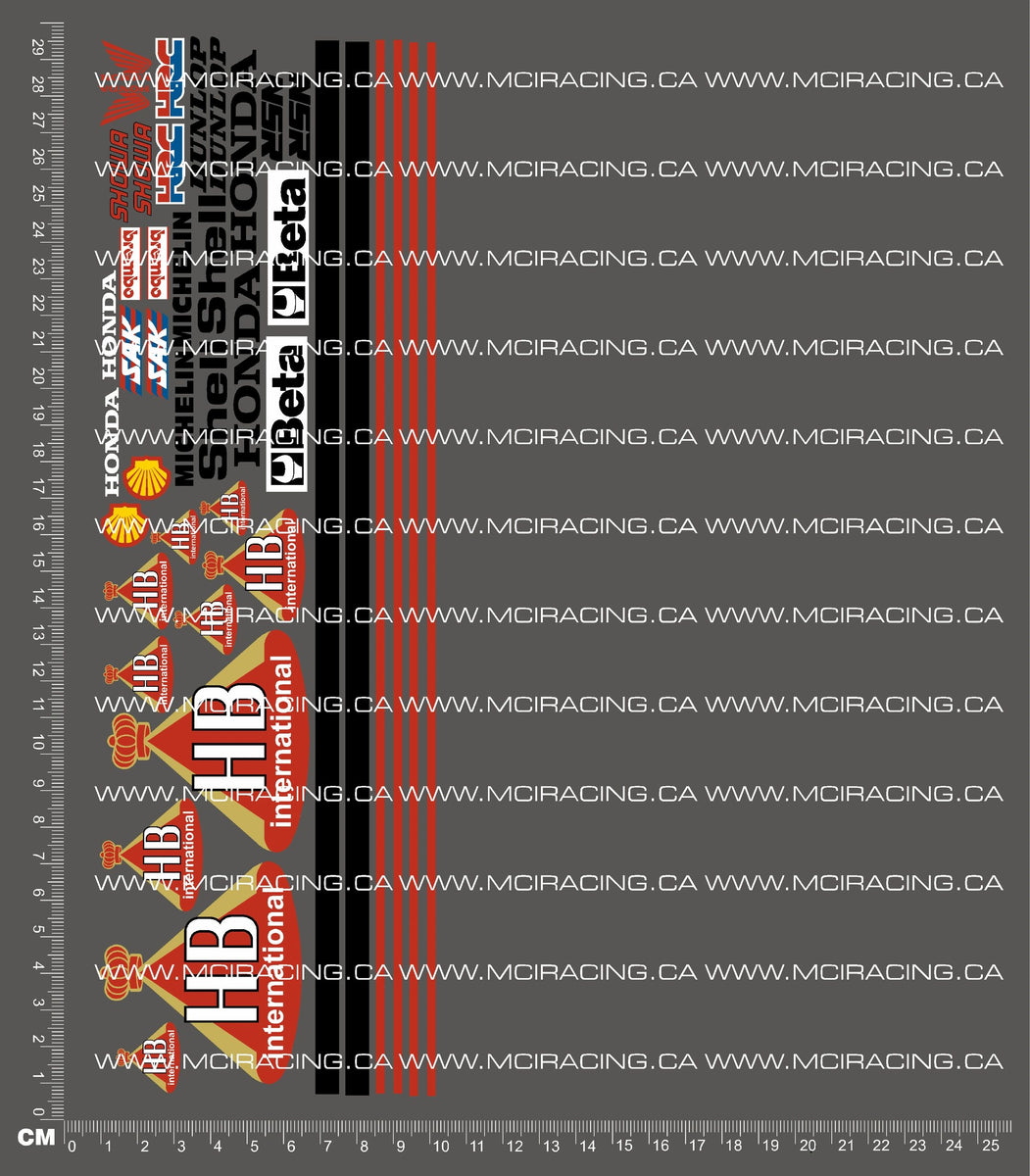 1/8TH MOTORCYCLE - HANG ON RIDER (HOR) MOTORCYCLE DECALS - HB INTERNAT ...