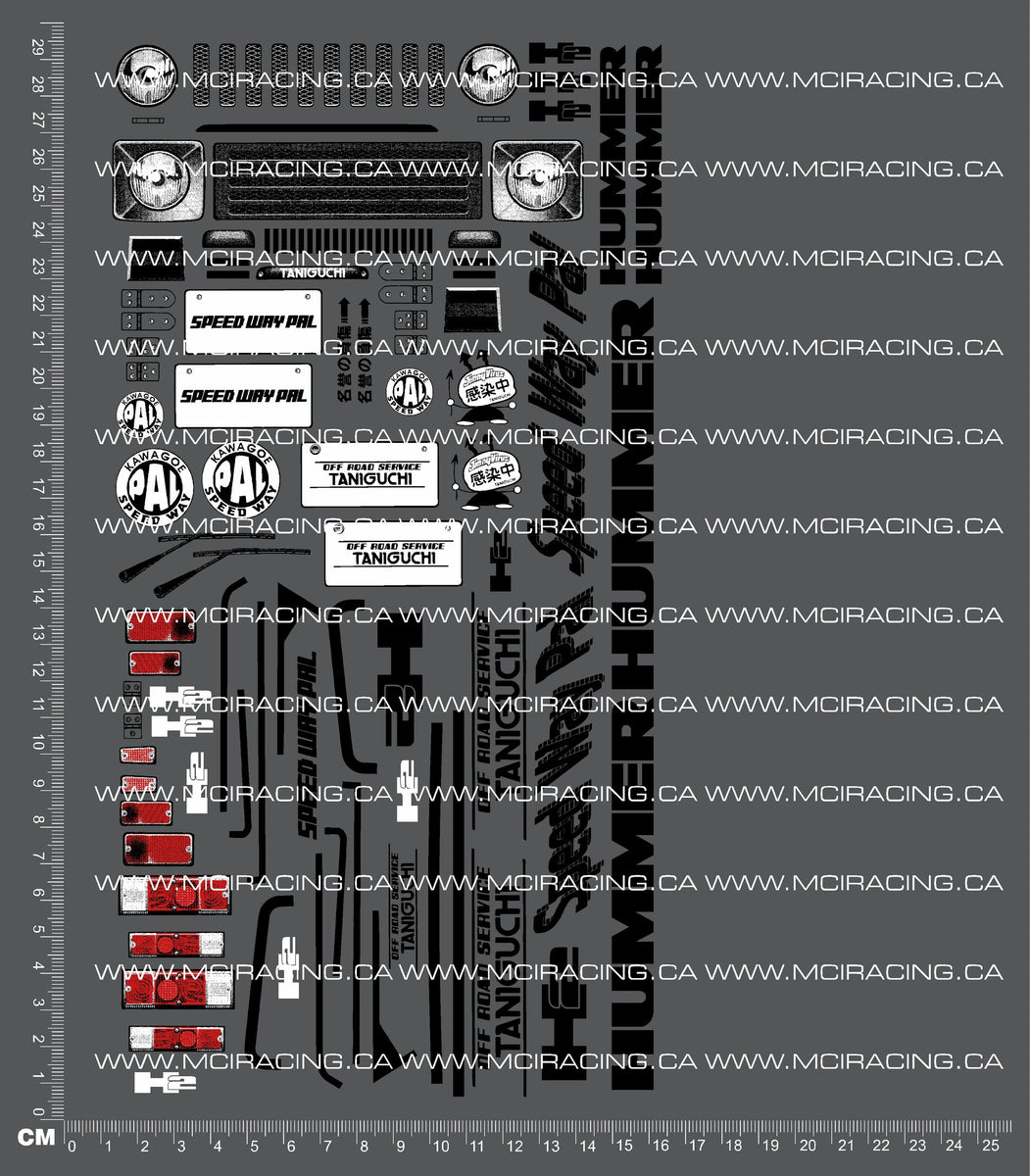 1/10TH HUMM H2 DECALS – Mciracing.ca