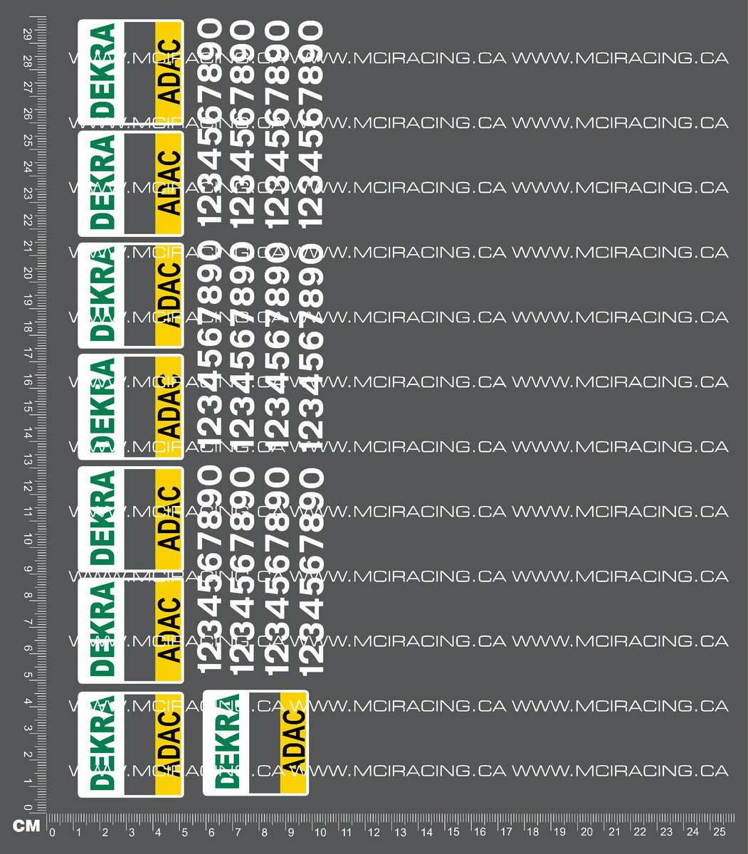 1/10TH DEKRA ADAC NUMBER DECALS – Mciracing.ca