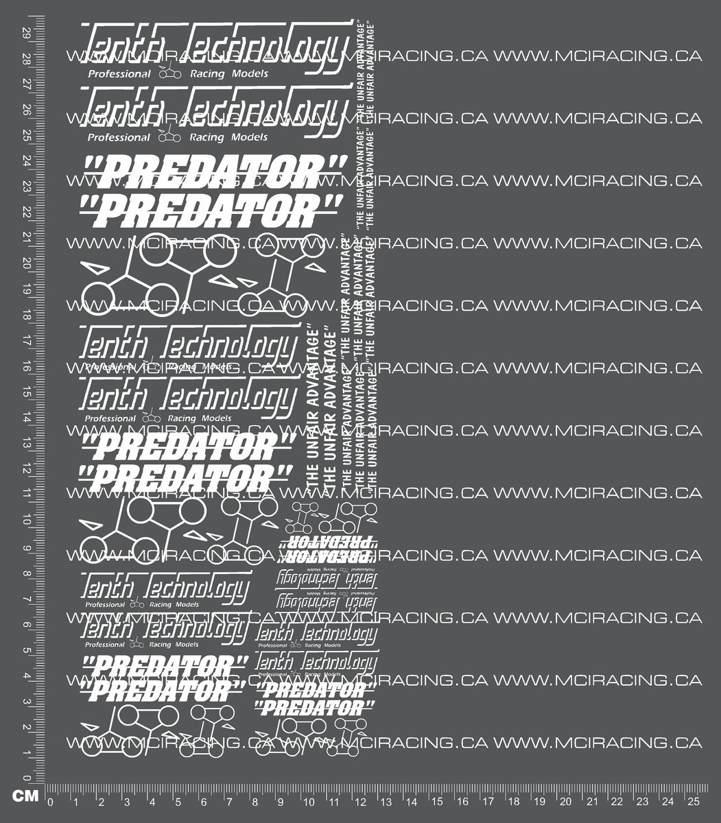 1/10TH TENTH TECHNOLOGY - PREDATOR VERSION 1 DECALS – Mciracing.ca