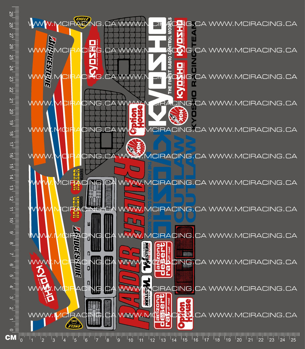 1/10TH KYO OUTLAW RAIDER DECALS – Mciracing.ca