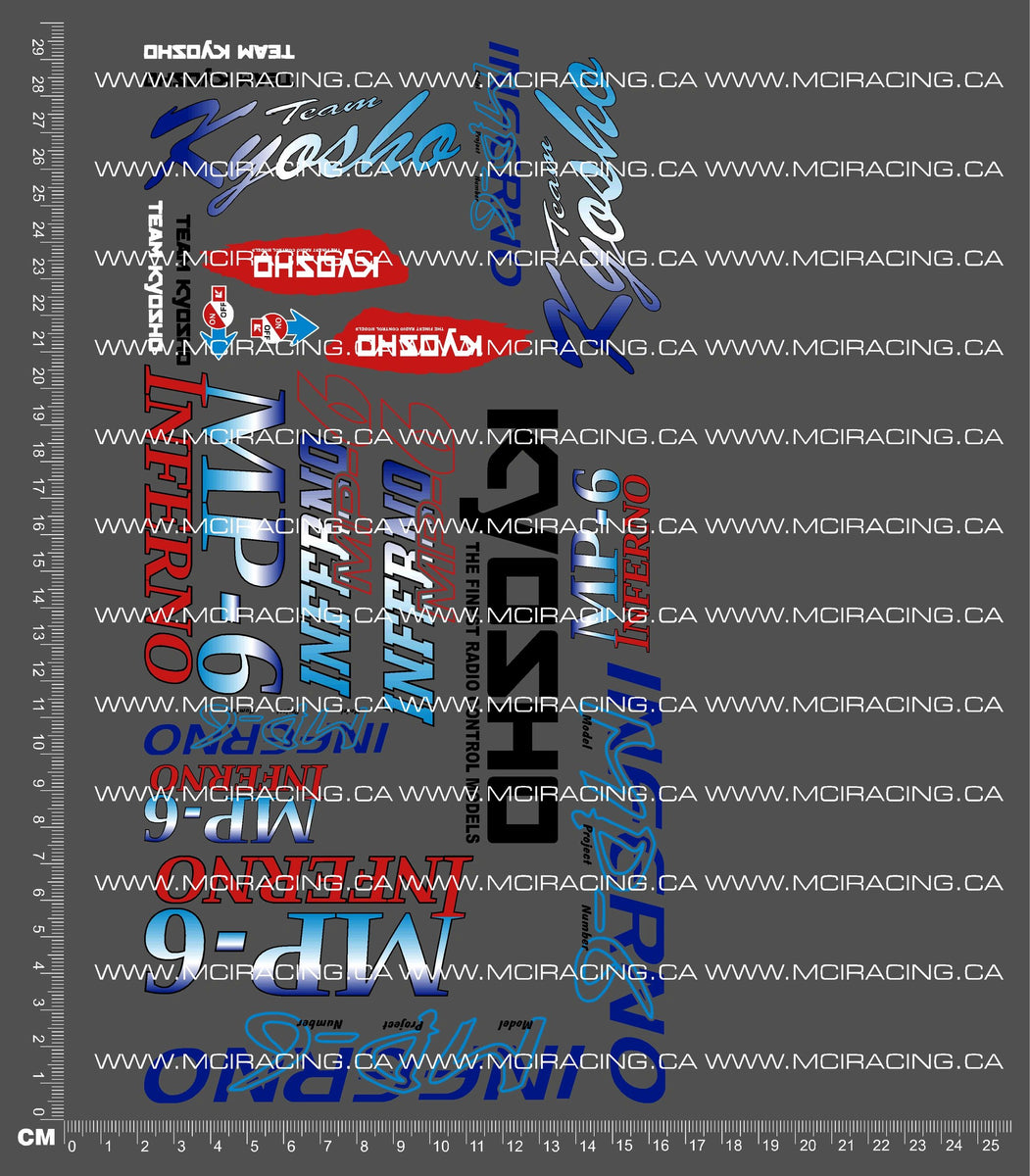 1/8TH KYOSHO - INFERNO MP-6 DECALS – Mciracing.ca