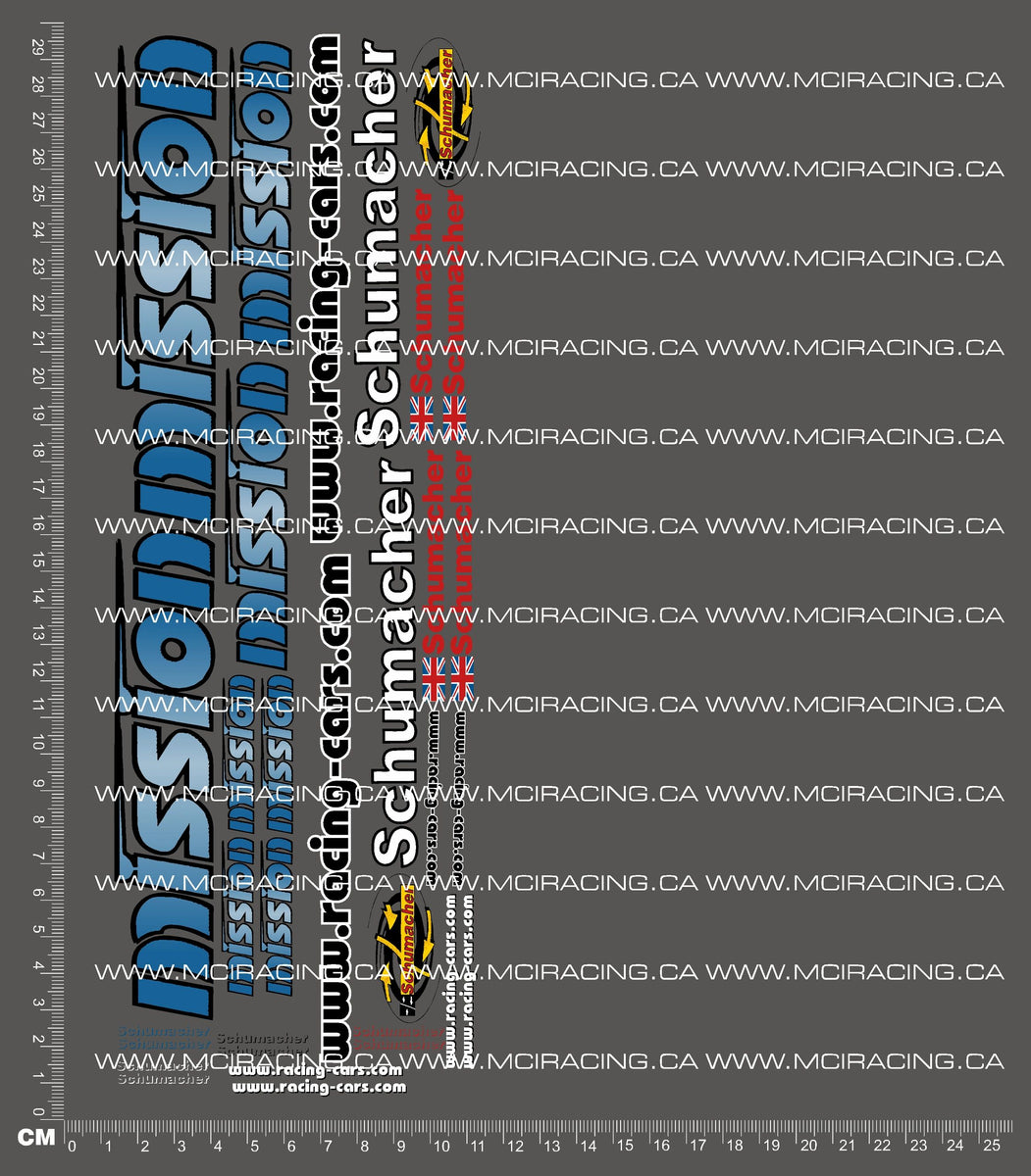 1/10TH SCHUMACHER - MISSION DECALS – Mciracing.ca