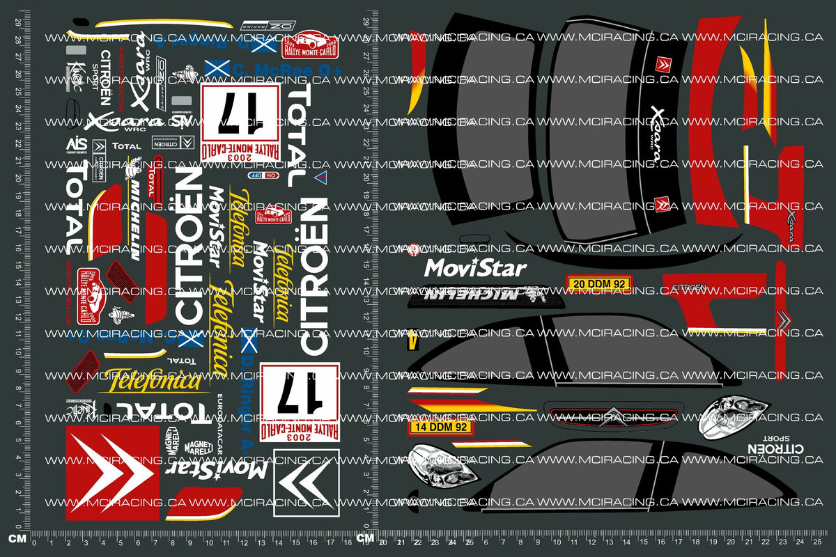 1/10TH TAM 58332 - CITRO XSARA WRC - MOVISTAR DECALS – Mciracing.ca