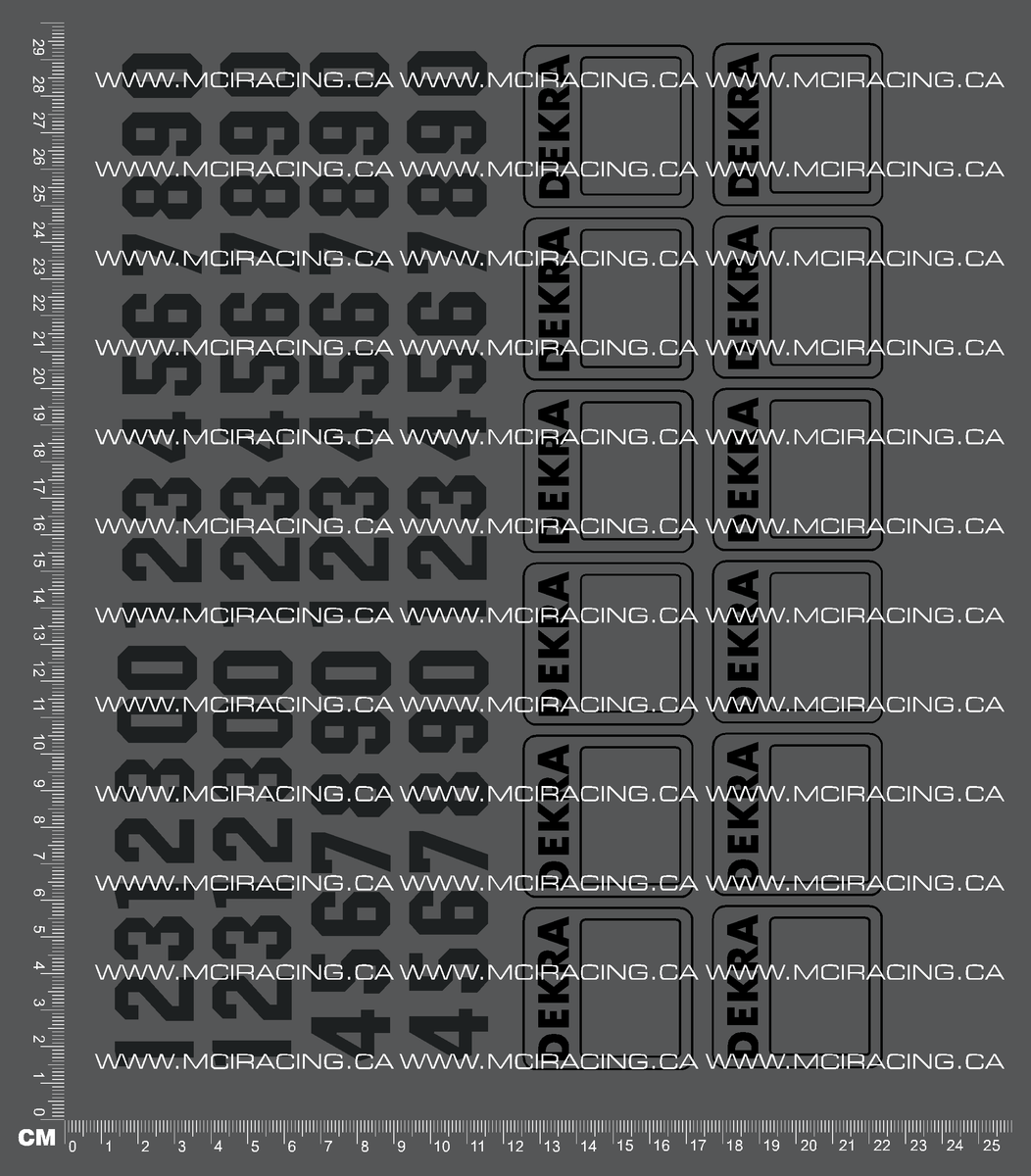 1/10TH DEKRA NUMBER DECALS V2 – Mciracing.ca