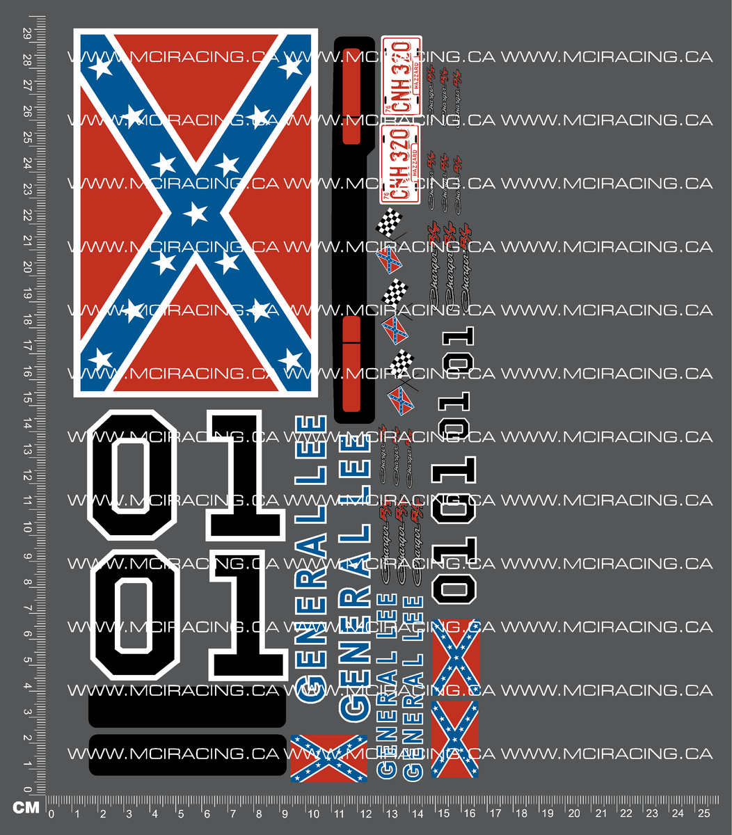 General Lee 01 Font Dukes Of Hazard 'General Lee' Decals (1/25 & 1/87)