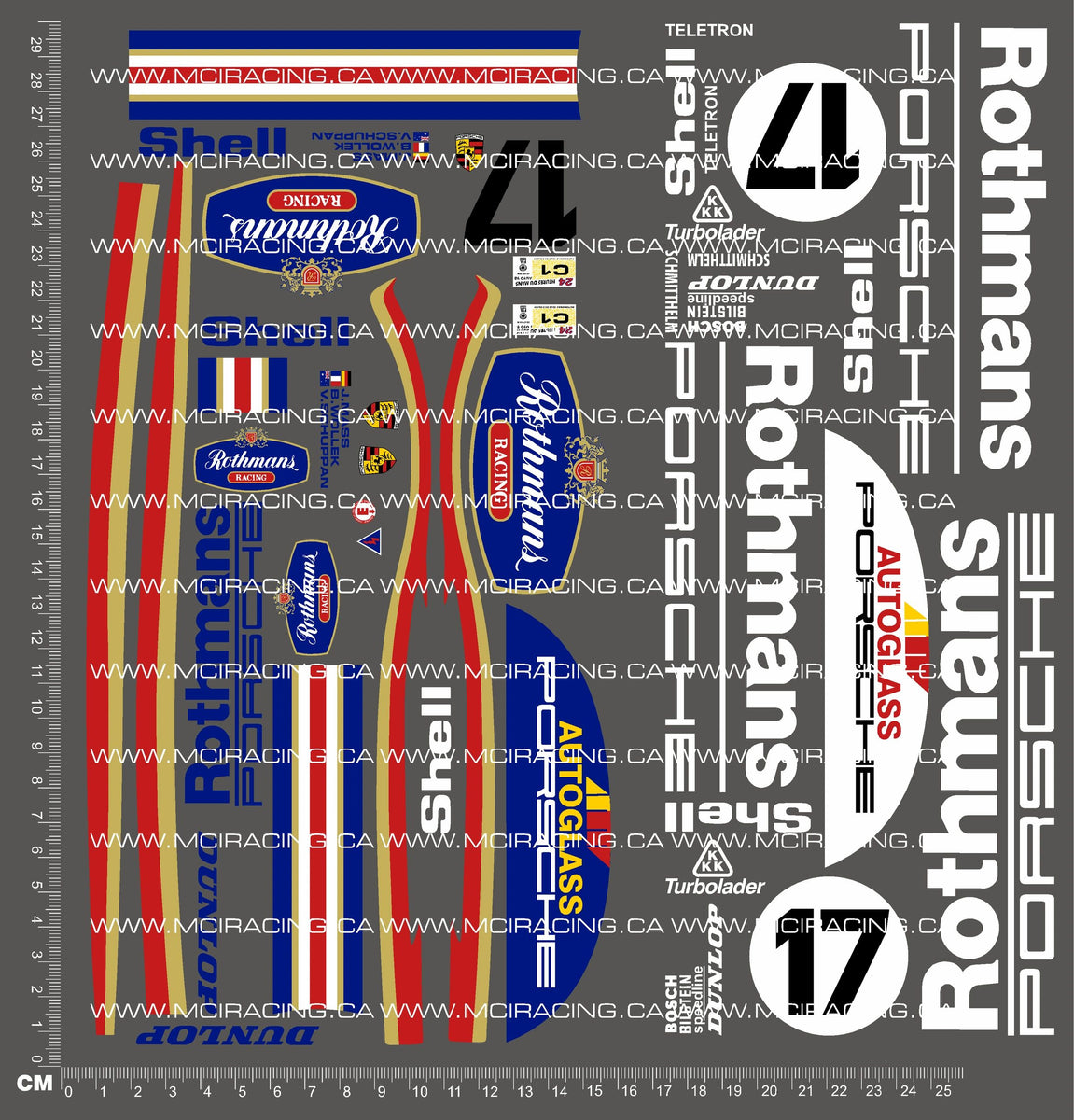 1/10TH PORSCH - 962 ROTHMA DECALS – Mciracing.ca