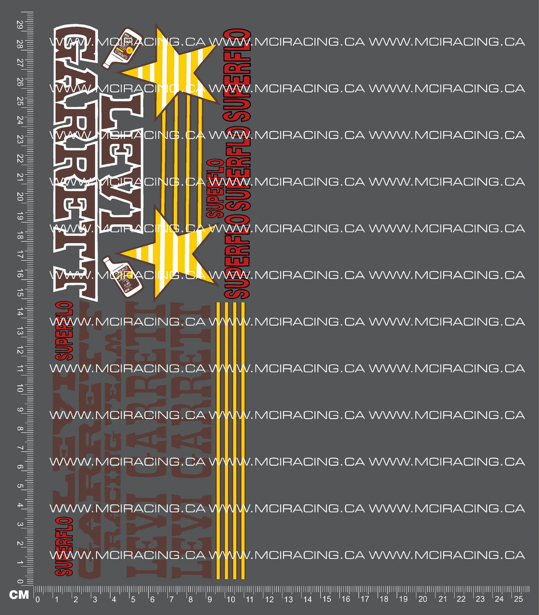 1/10TH LEVI GARRETT DECALS – Mciracing.ca