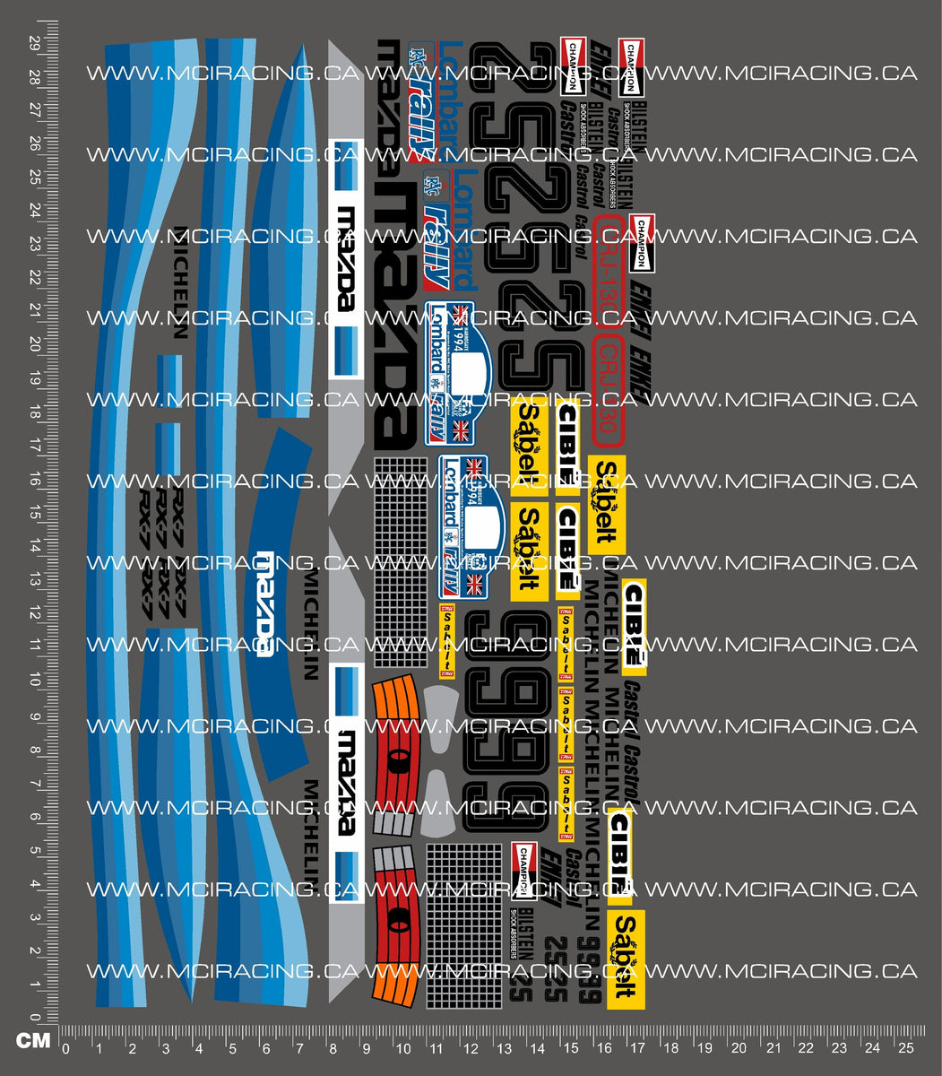 1/10TH MAZD RX-7 - LOMBARD RALLY DECALS – Mciracing.ca
