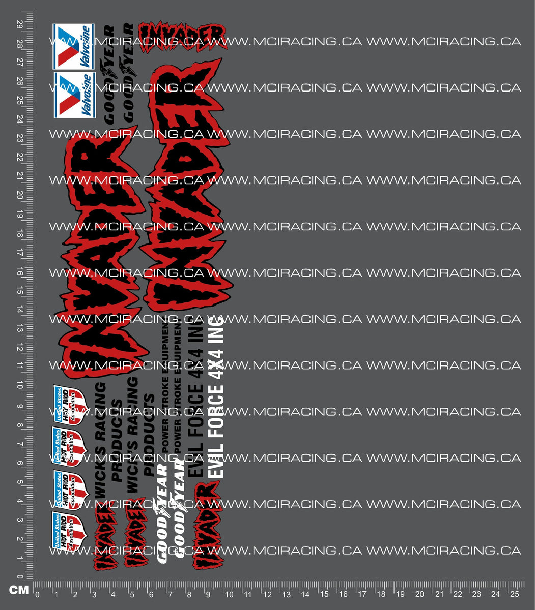 1/10TH MONSTER TRUCK - INVADER DECALS – Mciracing.ca