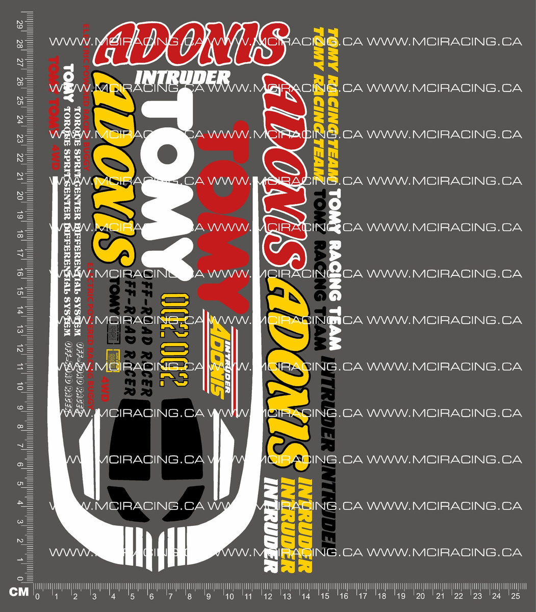 1/10TH TOMY - ADONIS DECALS – Mciracing.ca